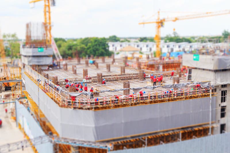 Worker at High Building Construction Editorial Photo - Image of ...