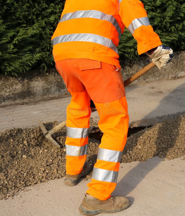 Worker with High Visibility Clothing while Working Stock Photo - Image ...