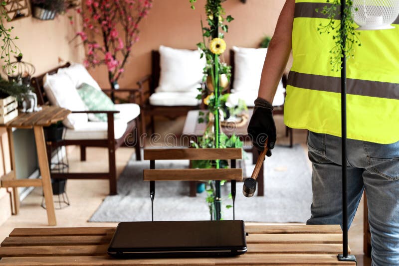 Worker in His Work Area with a Computer Stock Image - Image of area ...