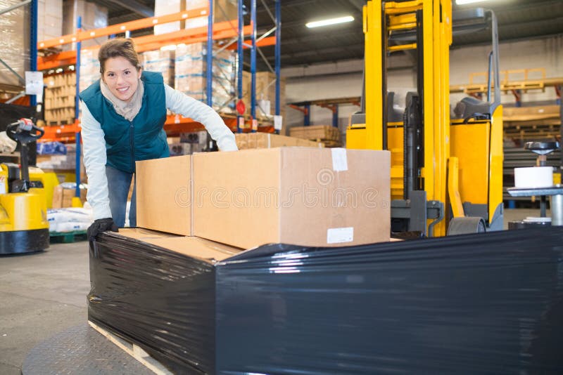 Worker Holding Boxes in Warehouse Stock Image - Image of boxes ...