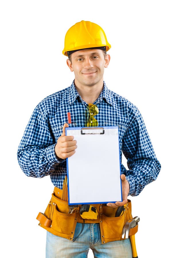 A worker holding clipboard stock image. Image of isolated - 31283351