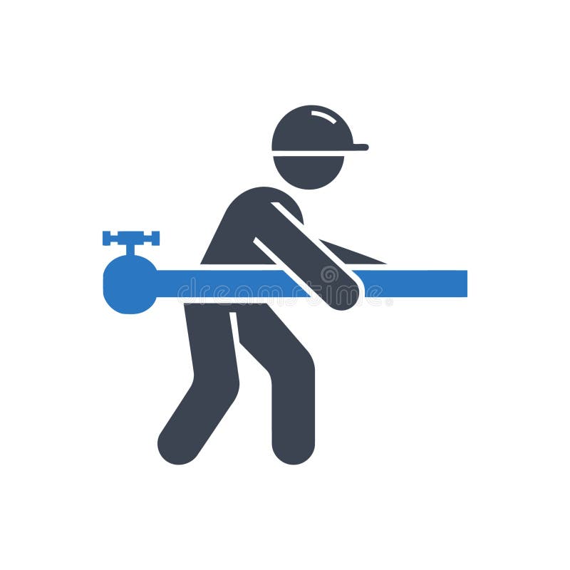 Worker Holding Pipe icon stock vector. Illustration of construction ...