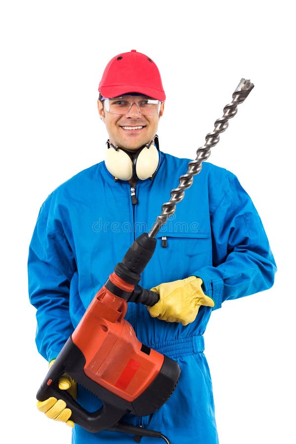Worker Holding a Power Drill Stock Image - Image of drilling, person ...