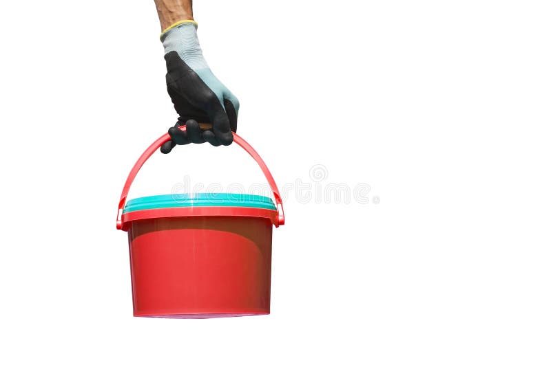 A Worker Holds a Bucket for Food Stock Photo - Image of bright ...