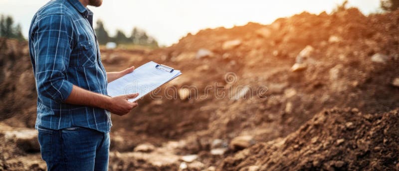 Worker Holds Document Construction Site Planning Preparation Stock Photos - Free & Royalty-Free ...