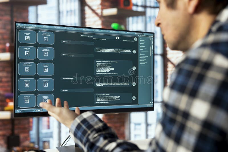 Worker in Home Office Using AI Chatbot Designed To Understand Human ...