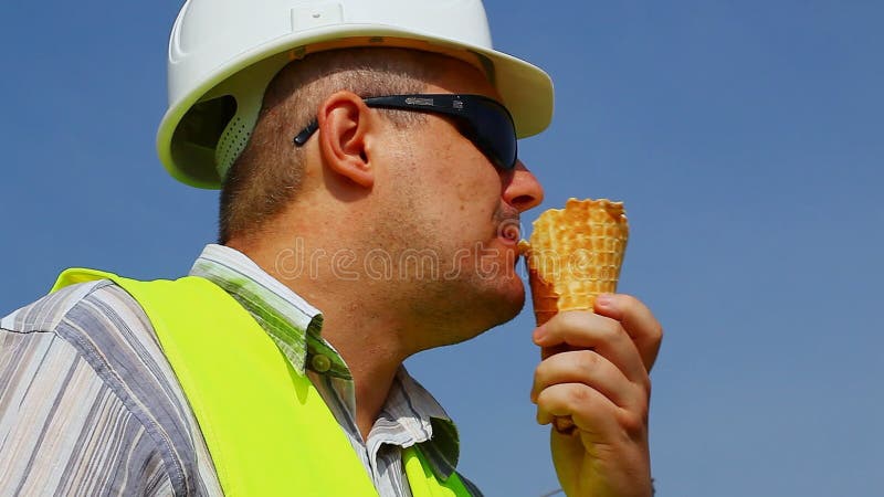 Worker with ice cream stock footage. Video of hold, engineer - 43460952