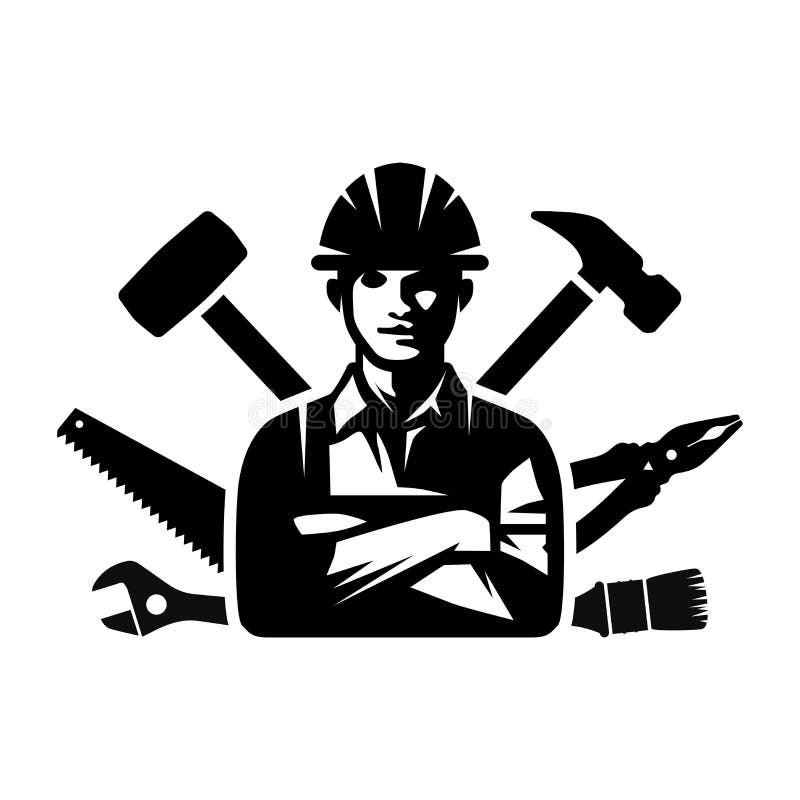 The Worker Icon. Jack of All Trades. a Black Silhouette of a Man in a ...