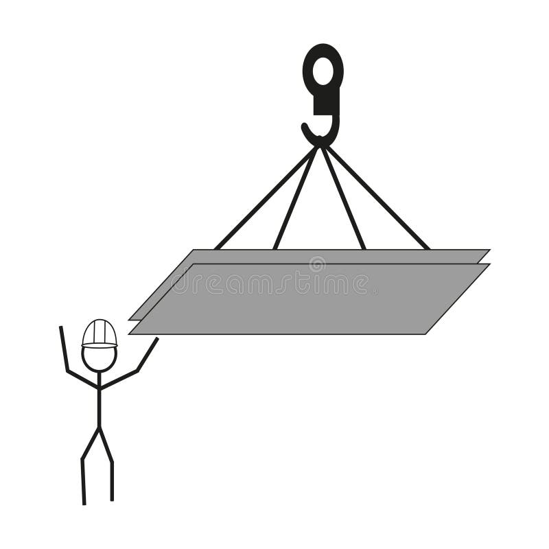 Worker Icon Symbol. Crane Lifting Slab. Construction Vector Figure ...