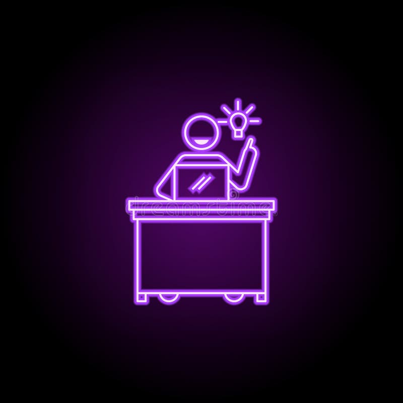 Worker is Successful Neon Icon. Elements of People in the Work Set ...