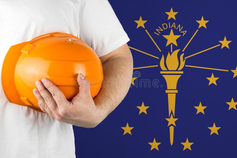 Worker with Indiana Flag on Background for Working on Labor Day ...