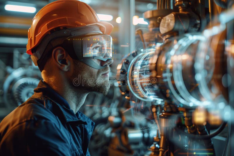 Industrial Worker with Advanced Technology Stock Illustration ...
