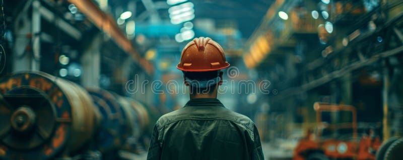 Worker in an Industrial Setting Stock Photo - Image of blue ...