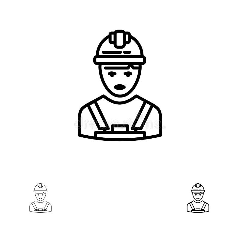 Worker, Industry, Avatar, Engineer, Supervisor Bold and Thin Black Line ...