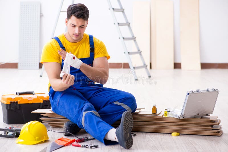 The Worker with Injured Hand at Construction Site Stock Photo - Image ...