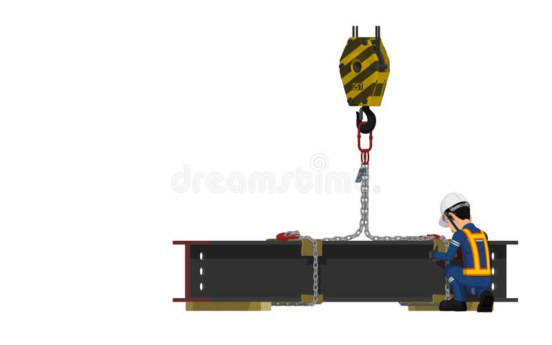 A Worker is Insert the Pad between the Chain Sling and Load Stock ...