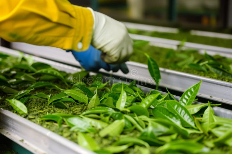 Worker Inspecting and Packing Tea Leaves in Factory Stock Image - Image ...