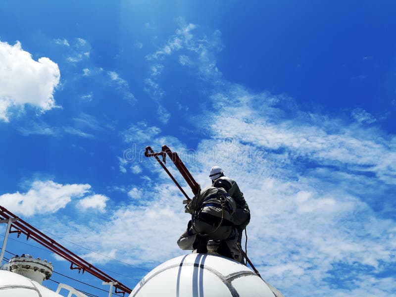 Worker Inspection at Flange Pipe of Visual Check Record Pipeline Stock ...
