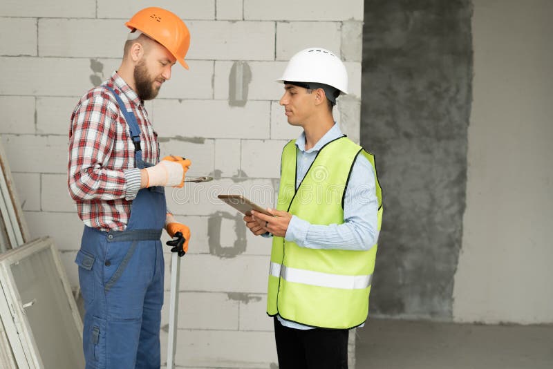 Worker, Inspector or Engineer with Builder is Quality Checking Audit ...