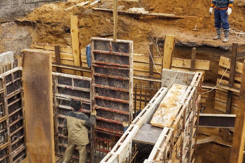 Worker Installation Building Construction Formwork Stock Image - Image ...