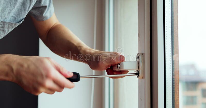 The Worker Installing and Checking Window in the House Stock Video ...