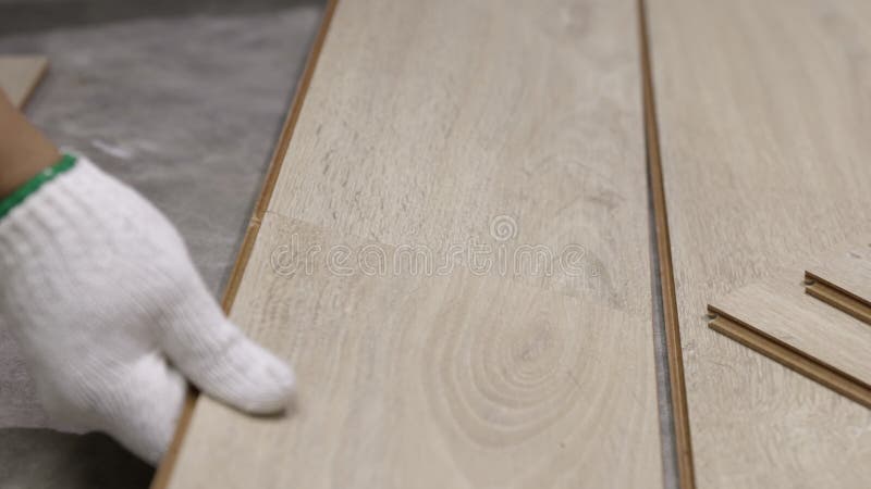 Worker Installing Interlocking Laminate Floor, Home Renovation Stock ...