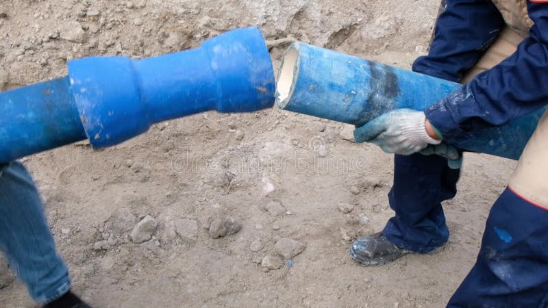 Worker Installing Water Supply Pipeline System Stock Footage - Video of ...