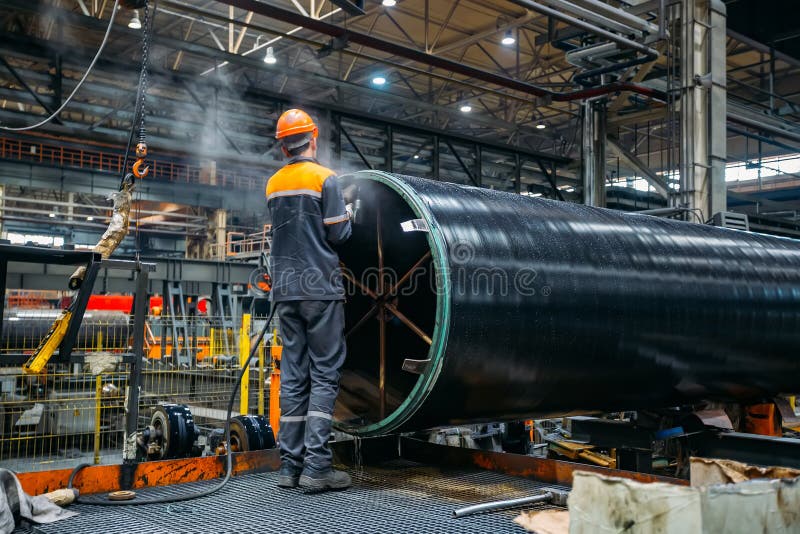 Worker Installs Clamping Ring on Coated Pipe Editorial Stock Photo ...