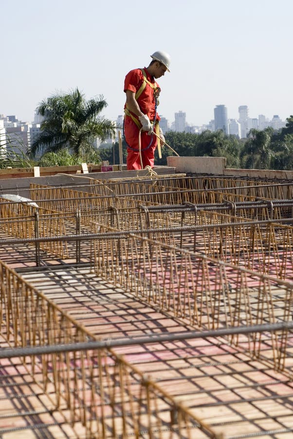 Worker Installs Rebar stock image. Image of crew, equipment - 6107379