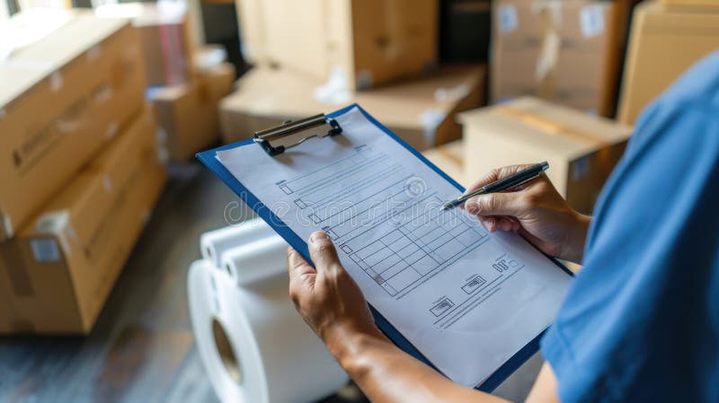 Worker with Inventory Checklist. AI Generated Stock Image - Image of ...