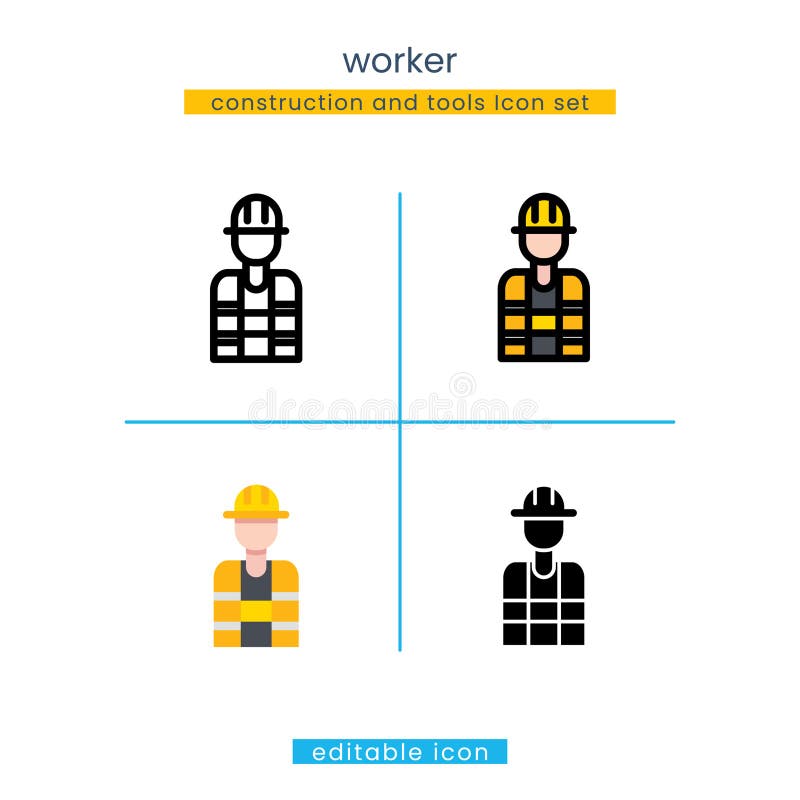 Worker, Labor, Builder Icon Stock Vector - Illustration of machine ...