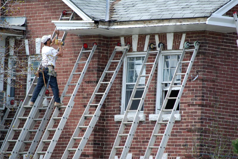 3d Worker Falling from Ladder Stock Illustration - Illustration of ...