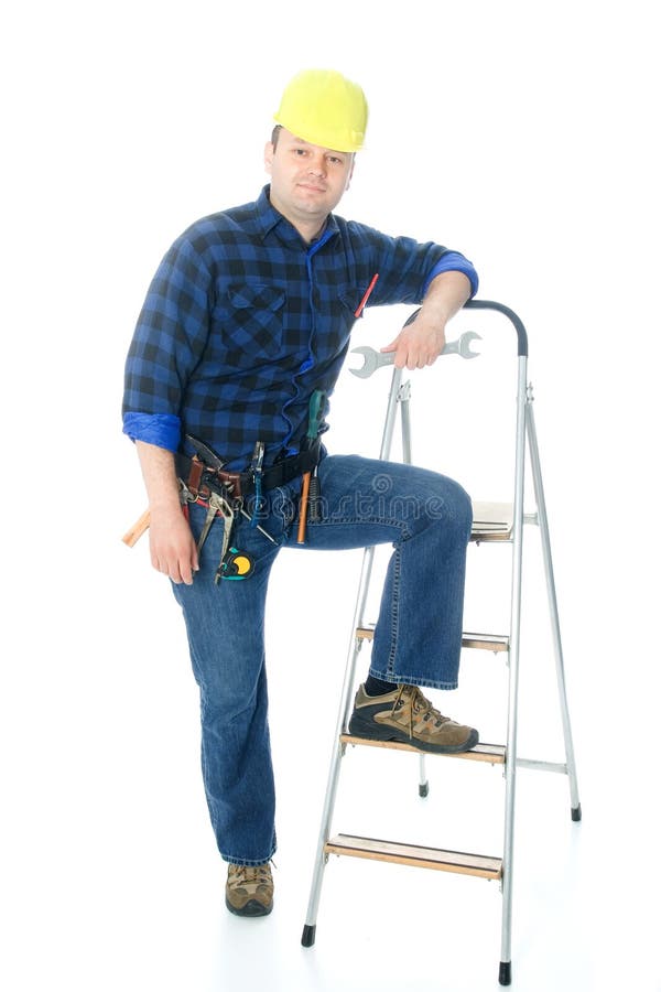 Worker and ladder stock image. Image of build, safety - 5490831