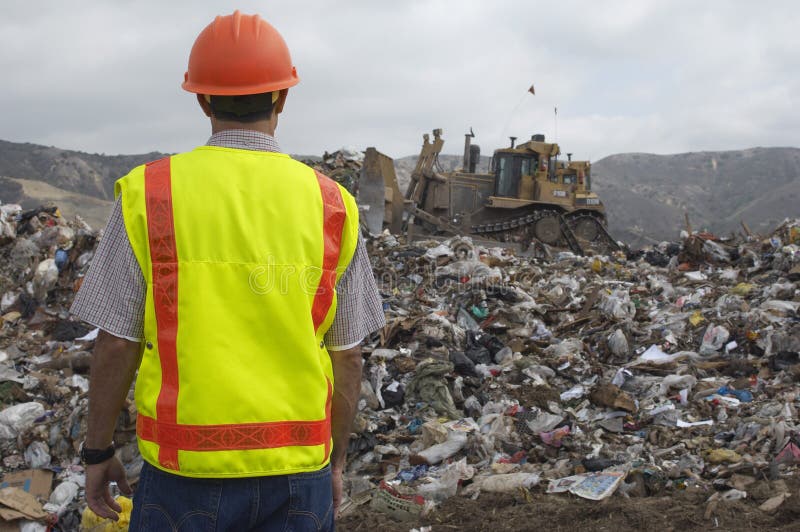 Worker at Landfill Site stock photo. Image of male, ground - 29659262