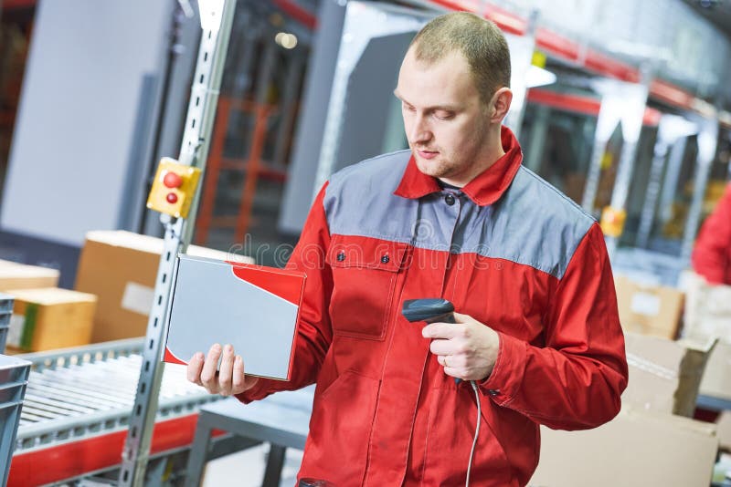 Worker with Laser Barcode Scanner at Warehouse Stock Photo - Image of ...