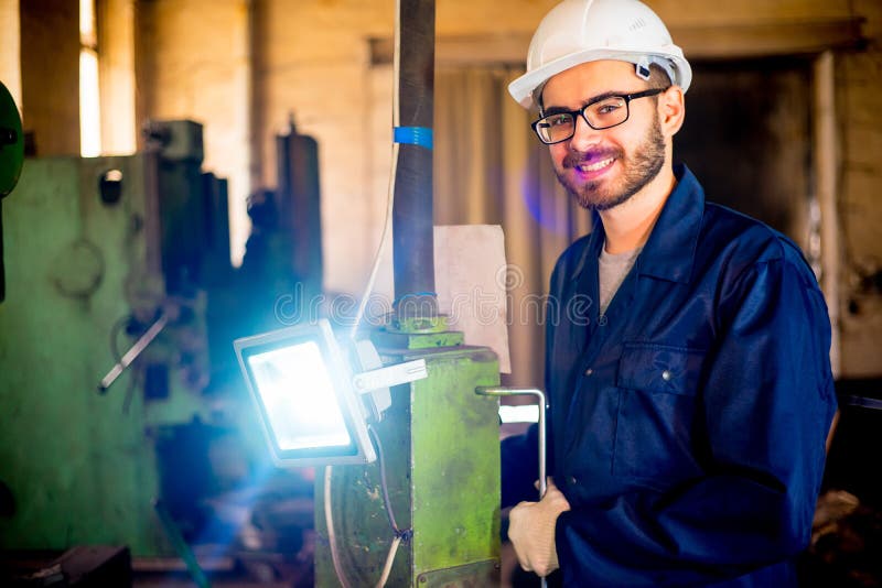 Worker with lathe stock photo. Image of operative, milling - 93717926