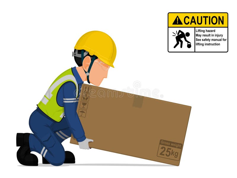 A Worker is Lifting a Big Box on the Floor Stock Vector - Illustration ...