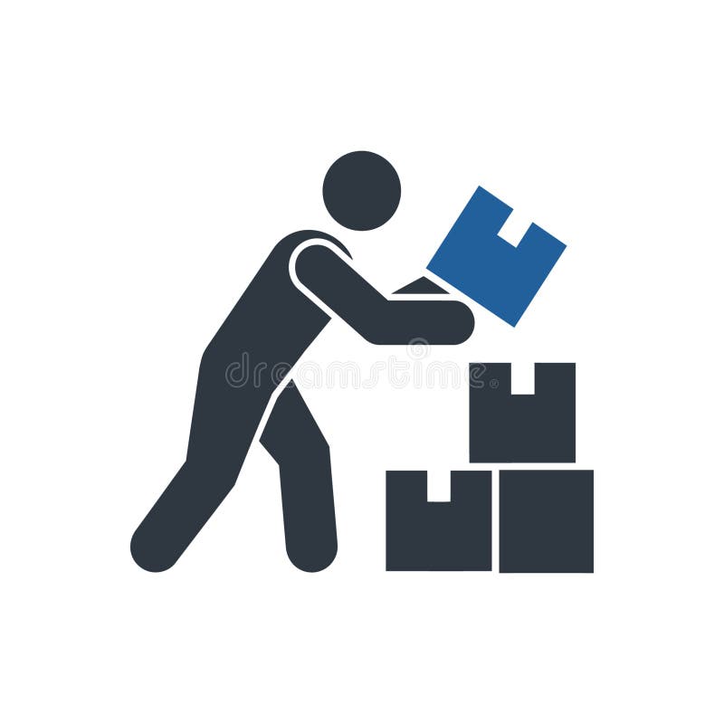 Worker Lifting Boxes Icon stock vector. Illustration of sign - 349828130