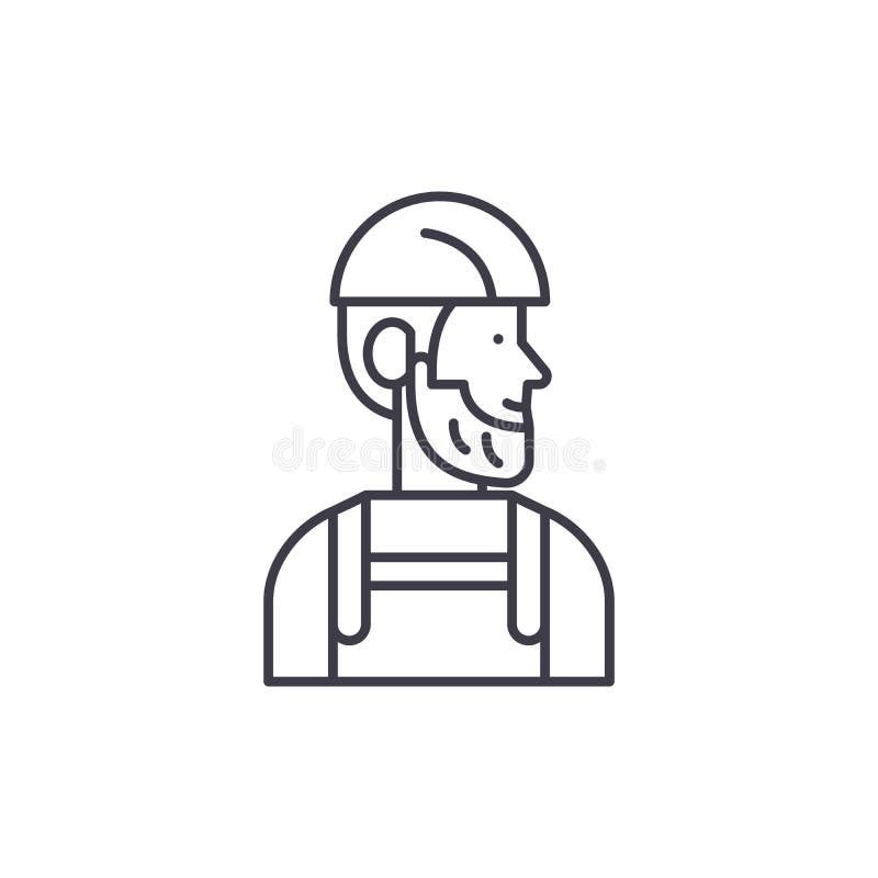 Worker Line Icon Concept. Worker Vector Linear Illustration, Symbol ...