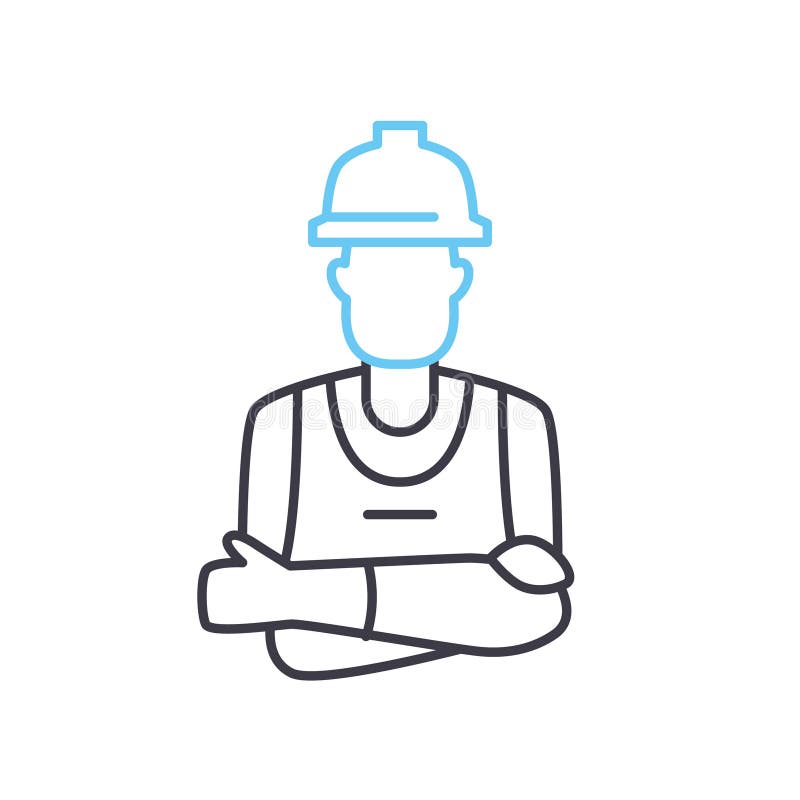 Worker Line Icon, Outline Symbol, Vector Illustration, Concept Sign ...