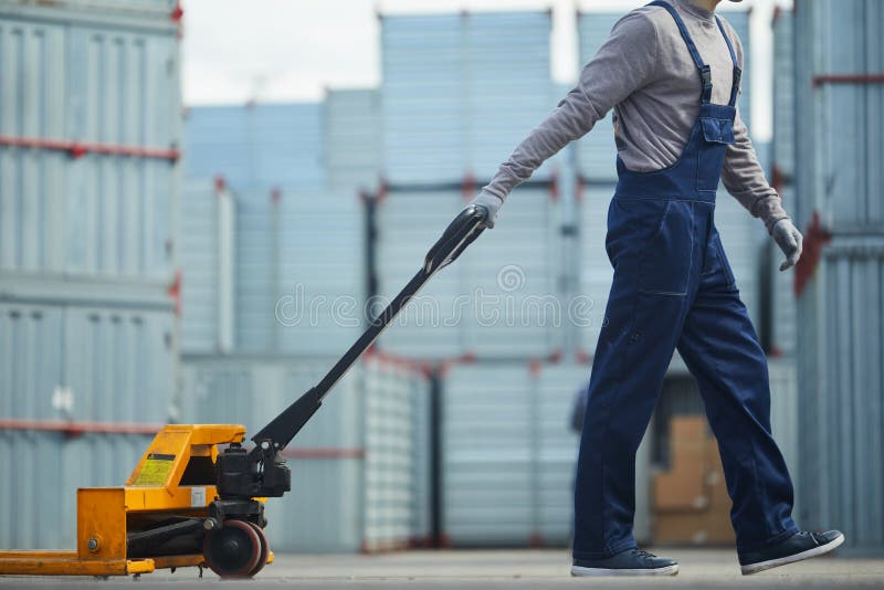 Worker with load cart stock image. Image of loading - 121383221