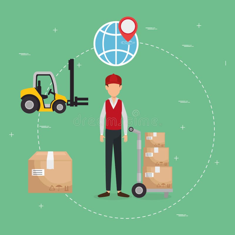 Worker Logistic Service Silhouette Stock Vector - Illustration of ...