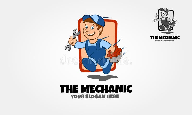 The Mechanic Vector Logo Cartoon. Stock Vector - Illustration of ...
