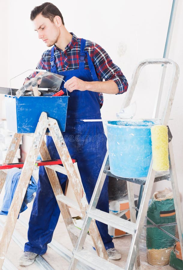 Worker Looking for Necessary Tool in Toolbox Stock Image - Image of ...