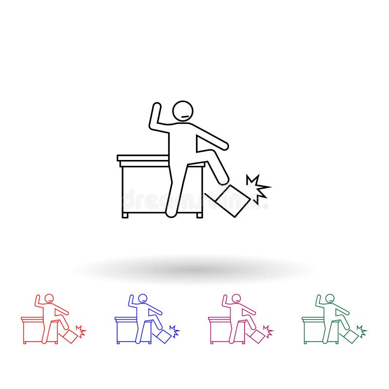 Worker is Losing Control Multi Color Icon. Simple Thin Line, Outline ...