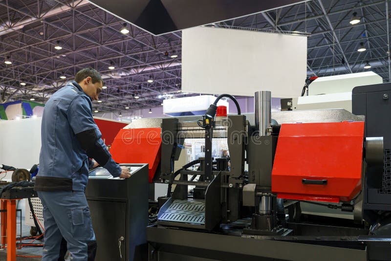 Worker Machine Controls Process Work Production Parts Industrial Stock ...