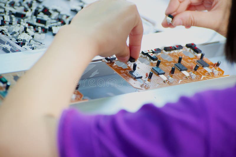 Worker Made Assembling Electronic Device Stock Photo - Image of mount ...