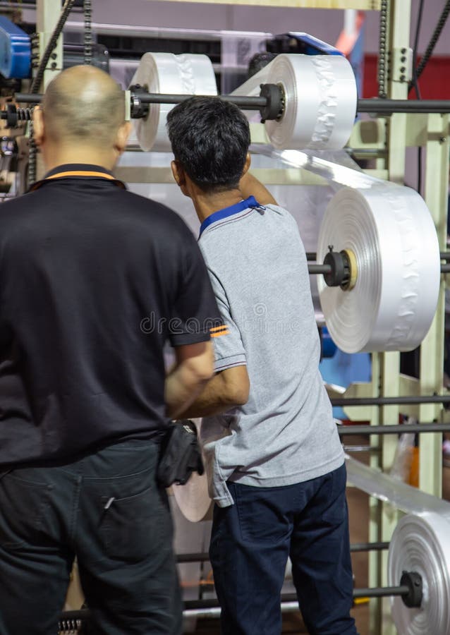 Worker Repair Plastic Bag Extruder Machine Editorial Stock Image ...