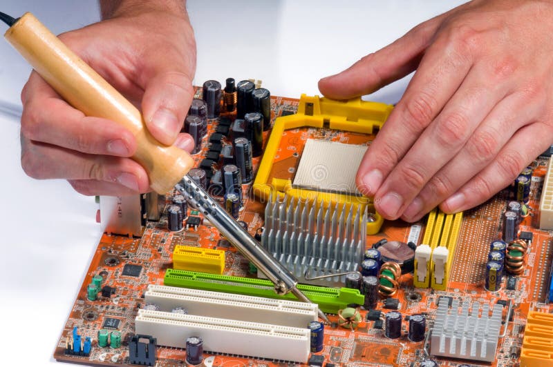 Worker makes a chip stock photo. Image of work, scheme - 15505186