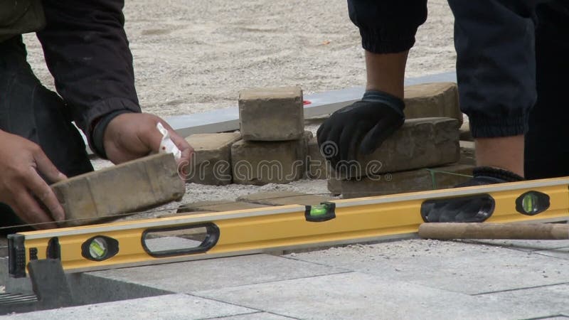 Sidewalk Pavement Construction Works in Istanbul . Stock Video - Video ...